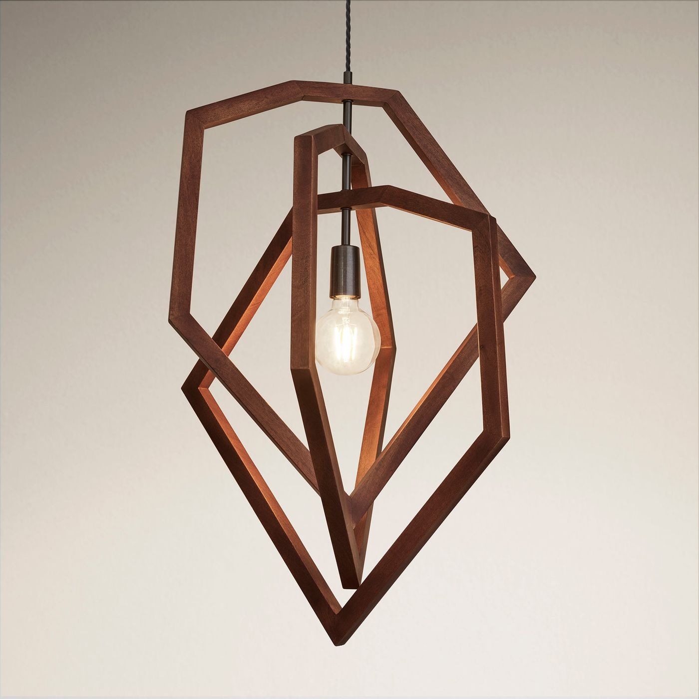 Wooden Geometric Ceiling Pendant Light 20 inch Polygon