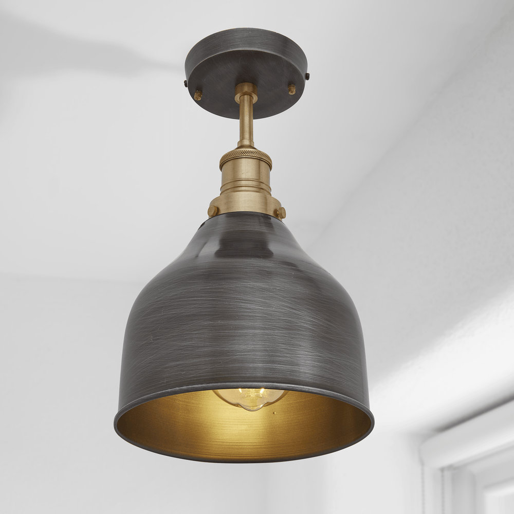 Brooklyn Vintage Ceiling Mount Mini Metal Cone Lamp Shade - Dark Grey ...